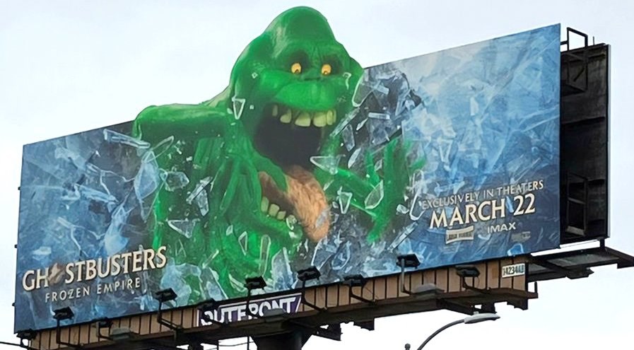 GHOSTBUSTERS: FROZEN EMPIRE - Slimer Haunts New Billboard As Original ...
